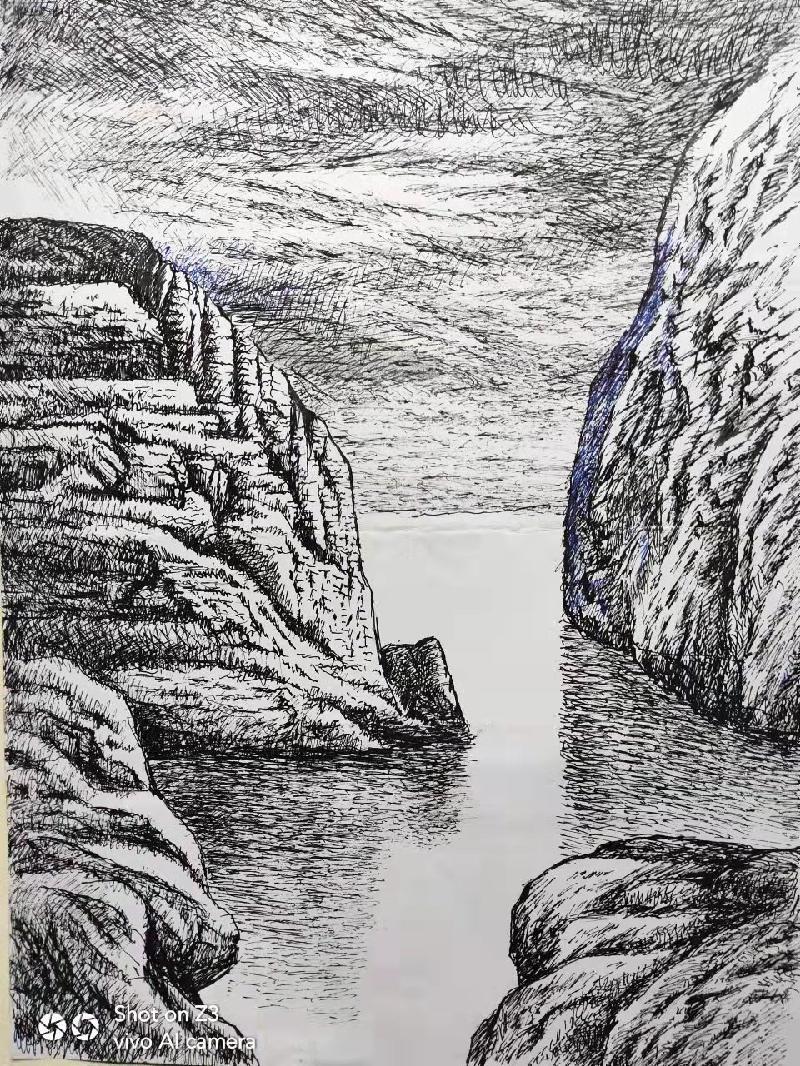 诗 配 画 礁 石 颂 诗画:顽石_西安头条